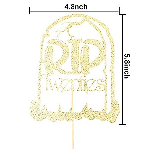 Rip Twenties Cake Topper, Death to My Twenties, Rip to My Twenties Cake Decorations, Old English Theme Happy 30th Birthday Party Decorations, Gold Glitter