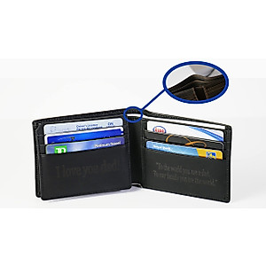 Custom Wallets For Men, Personalized Gifts For Men, Personalized Wallet For Men, Customized Engraved Full Grain Leather with RFID Blocking, Custom Gifts, Customized Wallets For Fathers Day (Black)