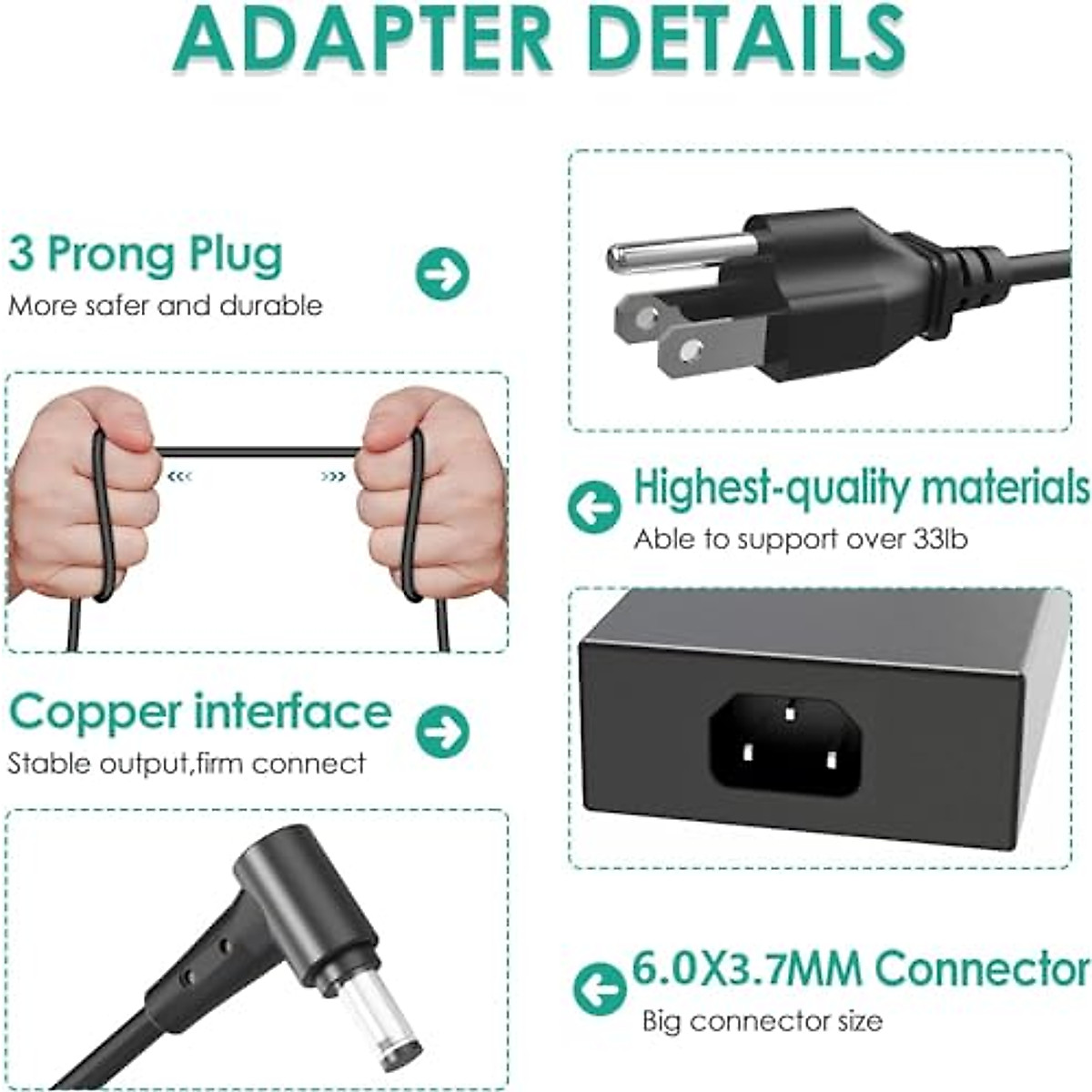 XTEES 180W 20V 9A Charger for ASUS Rog Zephyrus G14 G15 GA401I GA502 GA502D GA502DU GA502IU GA401 GA401II GA401IV TUF505DT TUF505DU TUF705DU ADP-1800DU TB H Connector Cable Feed