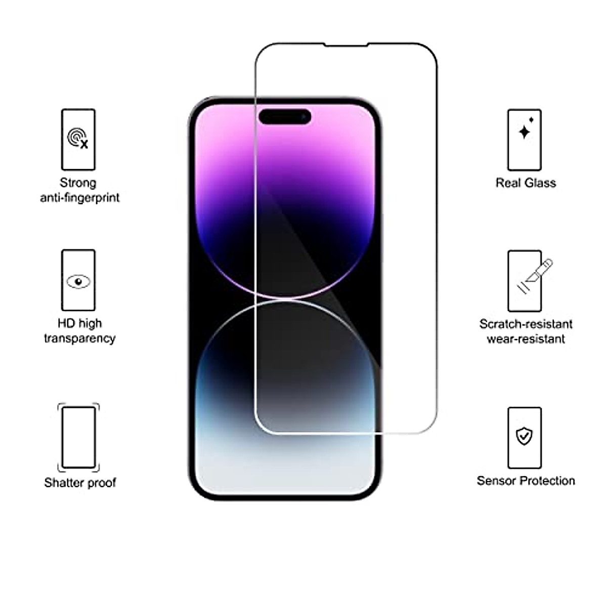 Ailun OnePeel Installation Frame Screen Protector for iPhone 14 Pro Max [6.7 inch] 2 Pack+2 Pack Camera Lens Protector,Sensor Protection,Dynamic Island Compatible,Tempered Glass,Case Friendly