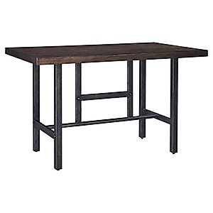 Signature Design by Ashley Kavara Modern Industrial Counter Height Dining Room Table, Medium Brown