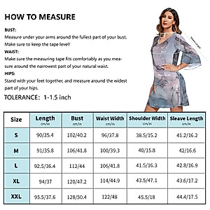 Mixing Acrylic Paints Modern Fluid Alcohol Ink Art Marble Stone Women V Neck Chiffon Dress, Casual Loose Breathable Mini Flowy Shift Dresses, Long Sleeve A Line Dress Sun Dress(L)