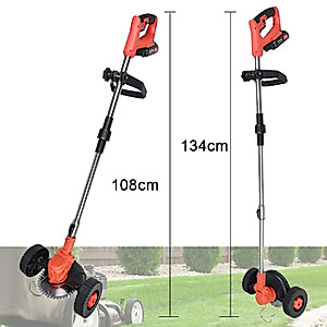 Portable 24V Electric Grass Trimmer with Adjustable Height and 180-Degree 5-Position Rotating Head for Lawn Maintenance - Up to 150mm Cutting Diamete