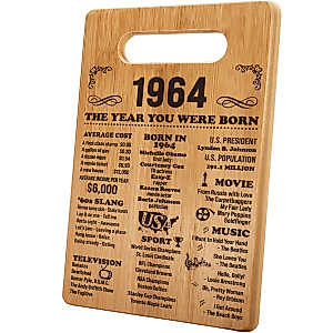 Jettryran 60th Birthday Gifts for Women Men 60 Years Old Birthday Gifts- Vintage 1964, 1964 Poster, Back In 1964 Cutting Board- 60th Birthday Decorations- Turning 60 C006