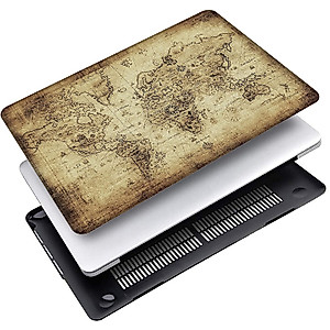 AMCJJ Compatible with MacBook Air 13 Inch Case 2021 2020 Release A2337 M1/A2179 with Retina & Touch ID, Shiny Plastic Hard Shell Case & Keyboard Cover, World Map