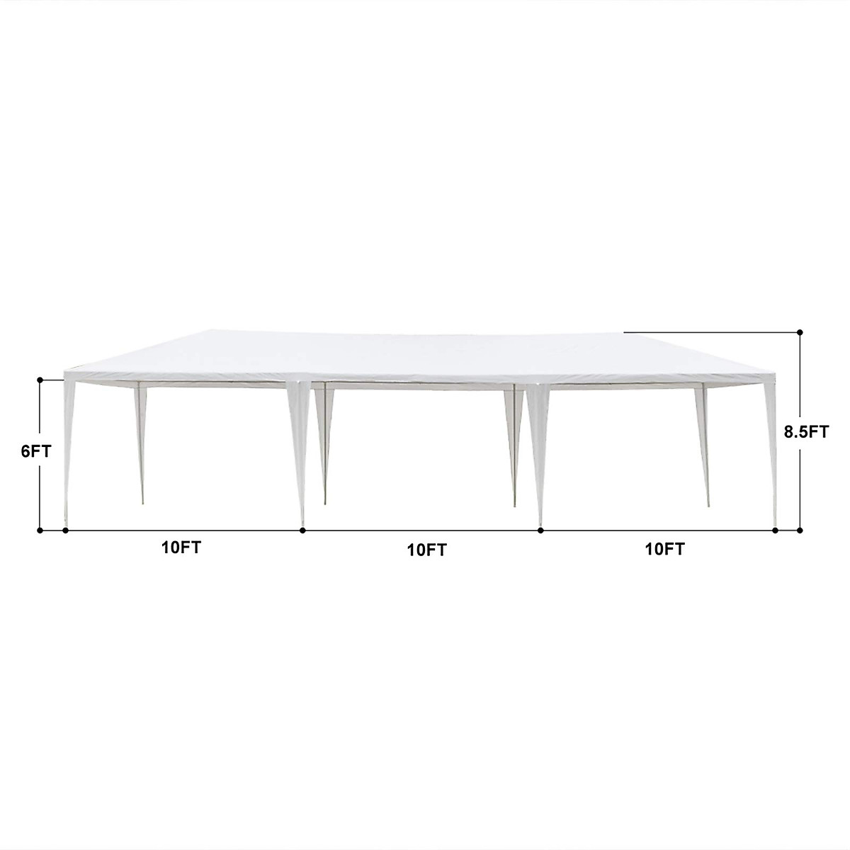 10x30 Feet Heavy Duty Canopy Tent - 8 Sides 2 Doors Waterproof Gazebos, Instant Shelter Beach Canopy for Wedding Camping Birthday Party (White)