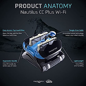 Dolphin Nautilus CC Plus Robotic Pool Vacuum Cleaner with Wi-Fi Control — Wall Climbing Capability  — Top Load Filters for Easy Maintenance — Ideal for Above/In-Ground Pools up to 50 FT in Length