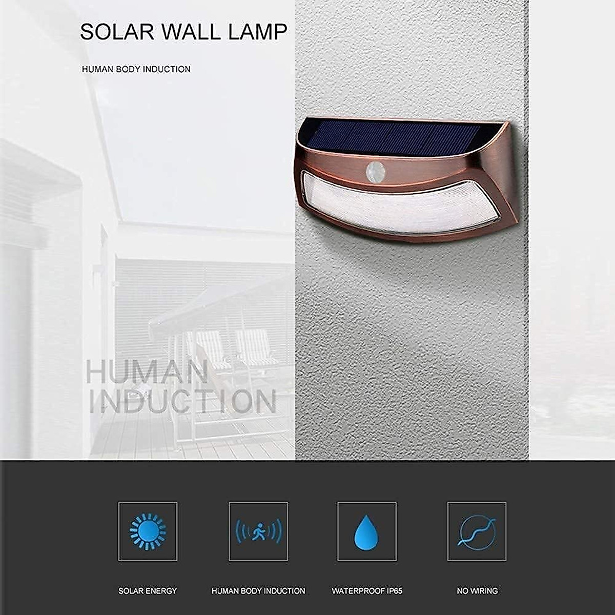 Solar Lights Outdoor Solar Wall Light Home Outdoor Garden Retro Decorative Wall Waterproof Solar Wall Lamp Solar Motion Sensor Lights Wide Angle Security for Patio, Fence, Yard, Garden, Garage, Stairw