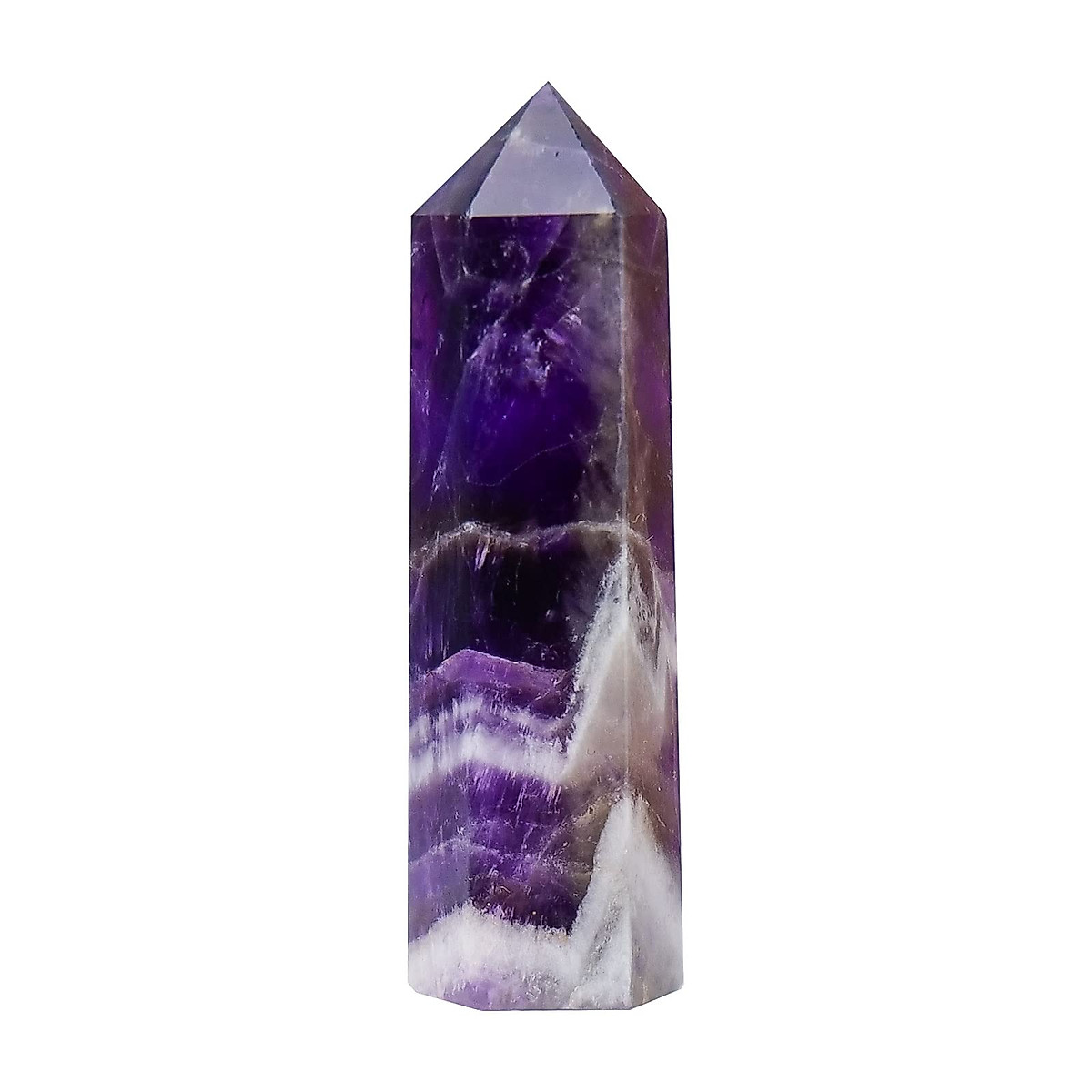 Apengshi Amethyst Healing Crystal Tower 2.75-3.14" Crystal Wand Natural Gem Stone 8 Faceted Single Point Chakra for Home Decoration