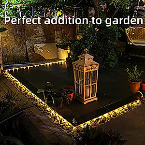 YEGUO Solar Rope Lights Outdoor Waterproof LED, 66ft 200 LED String Lights Outdoor, Clear PVC Tube Warm White Fairy Lights for Tree Deck Railing Patio Fence Balcony Porch Pool Path Yard Garden Camping