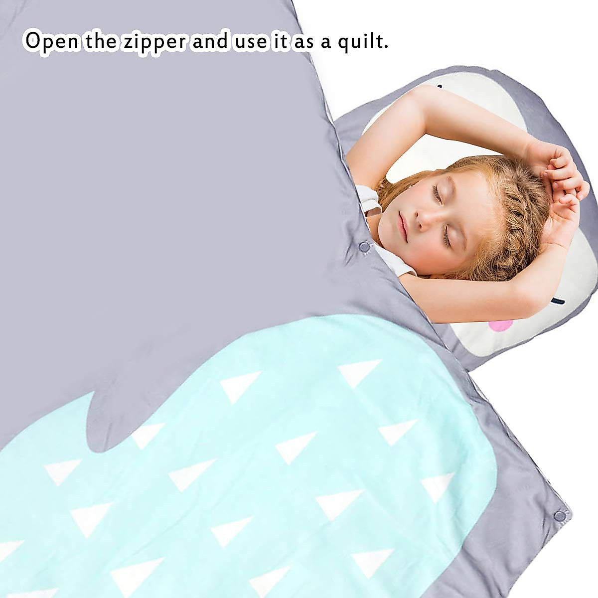 ELEOPTION Kids Sleeping Bag, Animal Print Pattern Children Nap Mat 3-in-1 Travel Bedding Bag Slumber Bags for Toddles Boys Girls Young Children 0-6 Year Old