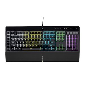 CORSAIR K55 RGB PRO-Dynamic RGB Backlighting - Six Macro Keys with Elgato Stream Deck Software Integration-IP42 Dust and Spill Resistant-Detachable Palm Rest-Dedicated Media and Volume Keys, Black