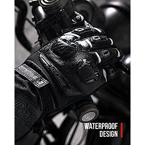 Winter Motorcycle Gloves Waterproof Windproof Warmth-Preserving Protective Gloves for Men and Women’s Cold Weather Riding (Black-regular, L)