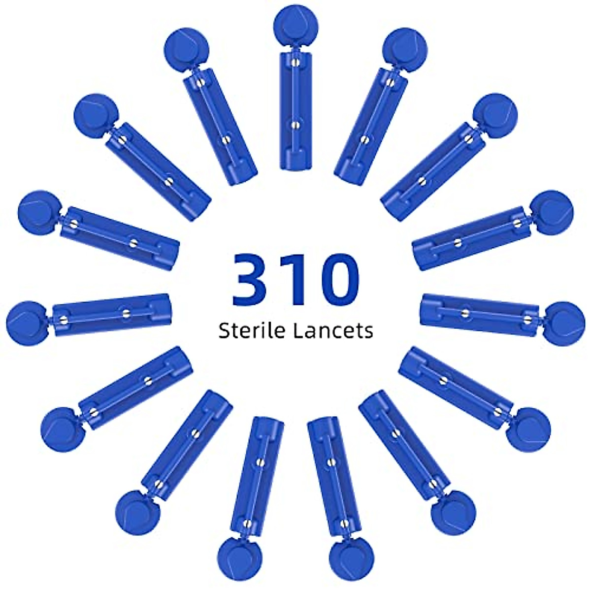 Metene Twist Top Lancets for Lancing Devices, 310 Count, 30 Gauge Sterile Lancets for Blood Sugar Test, Diabetic Lancets-Dark Blue