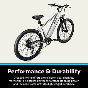 Schwinn Marshall Adult Electric Hybrid Bike, Large/X-Large Step-Over Frame, 7 Speed, 27.5-Inch Wheels, Matte Grey