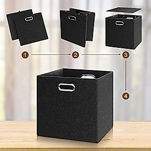 3X Thicker Cube Storage Bins Fabric Storage Cubes, 13 Inch Collapsible Cubby Storage Bins for Cube Organizer, Decorative Storage Boxes for Shelf Closet Organizer Nursery Toy Storage, Set of 4