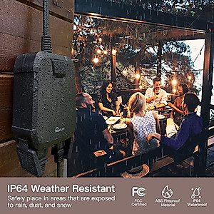 [New Version] TREATLIFE Outdoor Smart Dimmer Plug, 2 Individual Control Sockets, 600W, Compatible with Alexa, Google Home, IP64 for Outdoor String Lights, Dusk to Dawn, 2.4Ghz WiFi Only