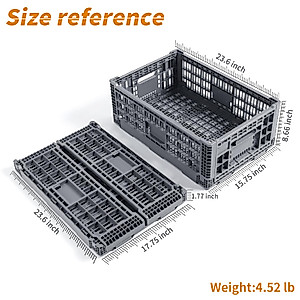 Collapsible Storage Bin Containe，52 Liter Transferheavy duty plastic storage box,milk crates heavy duty Transit storage of various items gray (1)