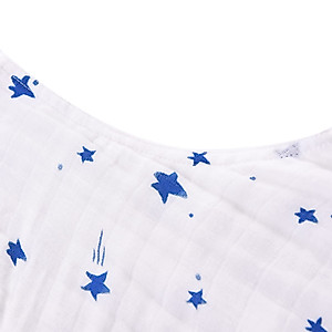 TADO MUSLIN Toddler Sleep Sack for 2-4T Baby, Organic Cotton Wearable Blanket for Boys and Girls 0.5 TOG 2-Way Zipper Soft 4 Layers X-Large Star Moon