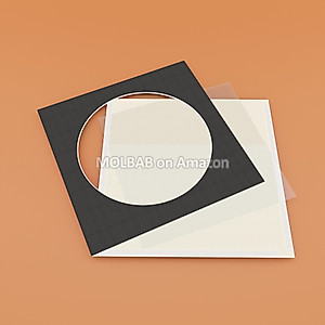 12x12 inch Black Round-Holed Square Paper Picture Frame Mat Board Photo Frame 4 Pieces of Each Pack (For 12x12 inch, Black)