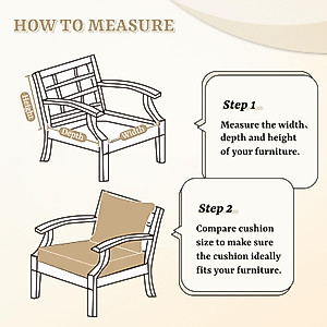 HOMELYSIAN Deep Seat Cushions for Outdoor Furniture, Waterproof Outdoor Chair Cushions, Memory Foam Patio Chair Cushions, 22 x 22 Outdoor Cushions with Hidden Zippers, Khaki