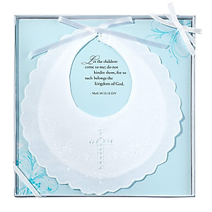 Lillian Rose Christening Baptism Keepsake Bib, White, 8.5 x 9"