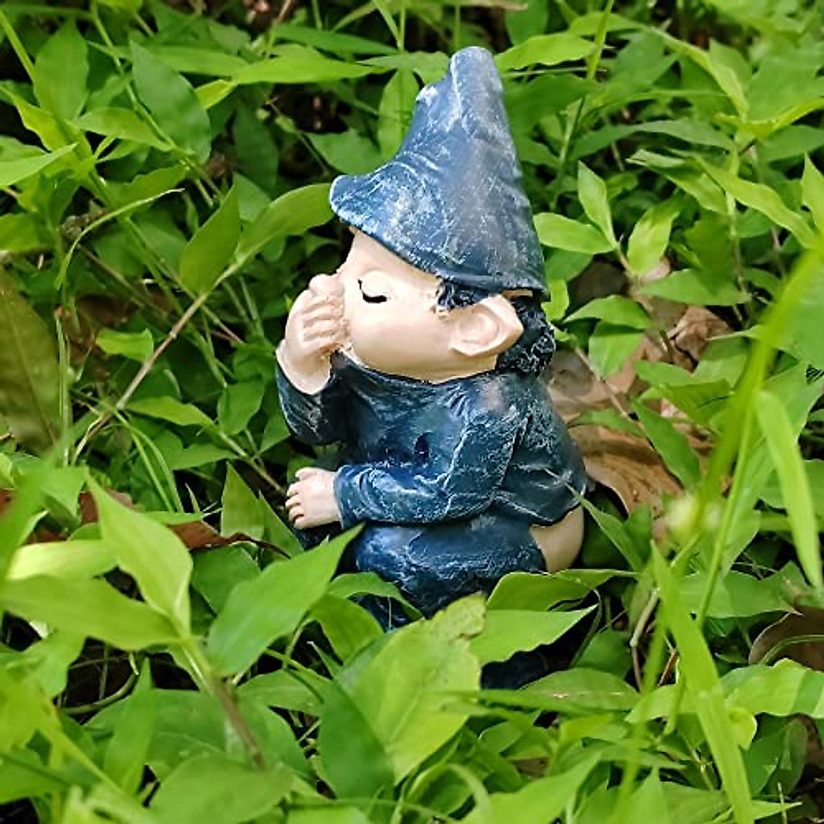 Wsmart Garden gnome Funny Statue Outdoor Naughty Figurines Yard Lawn Porch Decoration Summer go Away gnome Novelty Gift (Resin Grey)