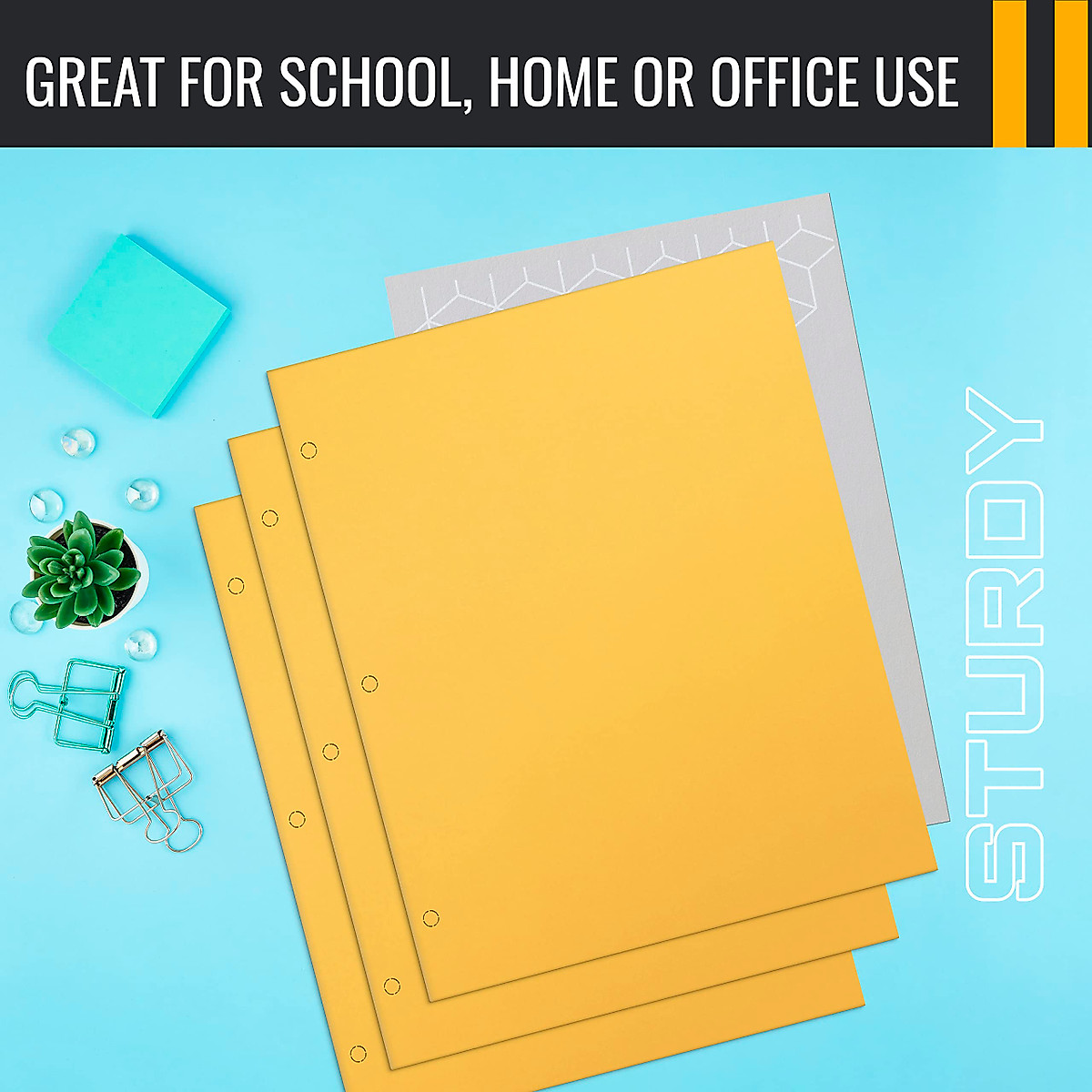 Two Pocket Portfolio Folders, 50-Pack, Yellow, Letter Size Paper Folders, by Better Office Products, 50 Pieces, Yellow