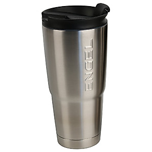ENGEL Coolers 30-Ounce Stainless Steel Double Wall Vacuum-Insulated Hot/Cold Drinks Travel Tumbler with No-Spill Lid and Non-Slip Base, Silver