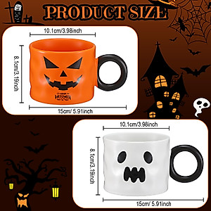 Zhehao 4 Pieces Halloween Mugs 15oz Mug Set Halloween Coffee Mugs with Handle Halloween Ceramic Matching Mugs for Home School Office Table Centerpieces Housewarming Holiday Party Gift (Cute Style)