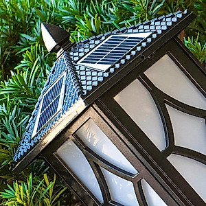 BOOHR Outdoor Solar Post Lights, IP65 Waterproof Antique Lawn Lights LED 2-Color Light Exterior Pillar Lights Fixture for Home Garden