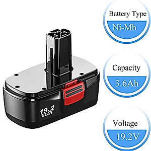 [Upgraded to 3.6Ah] 2 Pack Replacement Battery Compatible with Craftsman 19.2 Volt Battery C3 DieHard 130279005 130279003 130279017 315.115410 315.113753 315.11485 1302350211323903 1323517 120235021