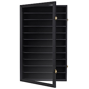 Hot Model Toys Cars Diecast Display Case Cabinet Wall Rack Compatible with Wheels and Matchbox Cars 1/64-1/43 Scale, 26.5" H X 16" W X 3.25" D Black Color Frame