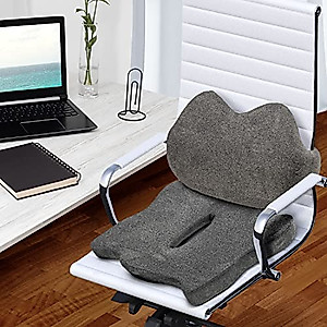 SUTERA Proper Posture Seat Cushion for Office Chair or Car Seat, Superior Memory Foam for Support and Back Pain Relief, Rubber Grips Underneath to Prevent Shifting (17.7x16x4.3 inches)