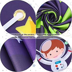Space Birthday Decorations Banner Outer Space Happy Birthday Banner Backdrop, Astronaut Rocket Space Birthday Banner Space Themed Party Decorations Supplies for Boys Girls Kids 72.8x43.3 Inch
