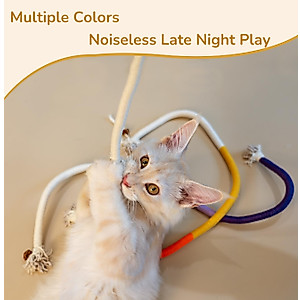 Petelligent 3-Pack Bent Cat Rope Toy, Pet Chew Toys, Interactive Tease Toys for Cats and Kittens, Bite-Proof Playthings, Cotton Rope Kitten Toys for Dental Care and Stress Relief, Pet Supplies