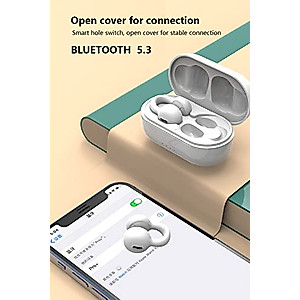 Wireless Ear-Clip Bone Conduction Headphones Bluetooth 5.3, Open Ear Clip on Headphones for Girls,Waterproof Painless Mini Sport Earring Earphone, HiFi Quality/Long Battery Life