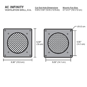 AC Infinity Ventilation Grille, for PC Computer AV Electronic Cabinets, Also mounts one 120mm Fan