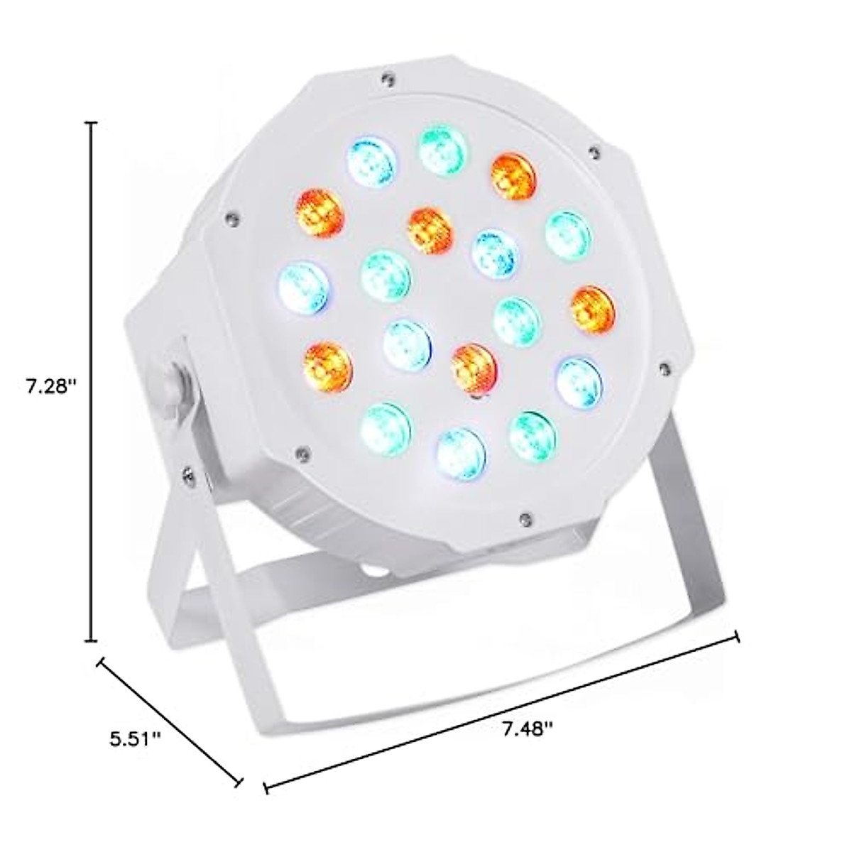 (6) Rockville RockPAR50 LED RGB Compact Par Can DJ/Club/Stage DMX Wash Light - White Bundle with (1) RDX3M25 25 Foot 3 Pin DMX Lighting Cable, (5) RDX3M10 10 Foot 3 Pin DMX Lighting Cable (12 Items)