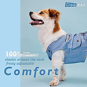 DeerBAO pet Denim Vest,Blue Washed Denim Dog Undershirt,Cute Fun Cool Dog and cat Clothes for Small and Medium Dogs and Cats (XS)