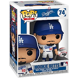 POP Funko Pop! MLB: Dodgers - Mookie Betts (Home Uniform) (Bundled with Compatible Plastic Pop Box Protector Case), 3.75 inches
