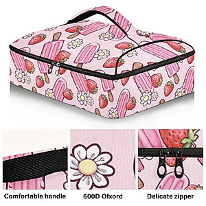 Kcldeci Insulated Thermal Food Carrier Insulated Casserole Carrier for Hot or Cold Food,Ice Cream Sticks Strawberries Insulated Tote Bag for Potluck Cookouts Parties Picnic,Lasagna Lugger