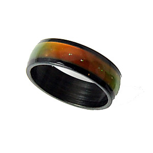 The Quiet Witness S14 Black Stainless Steel 8mm Wide Mood Ring Endless Band Color Changing 1970's Excellent Quality (10)