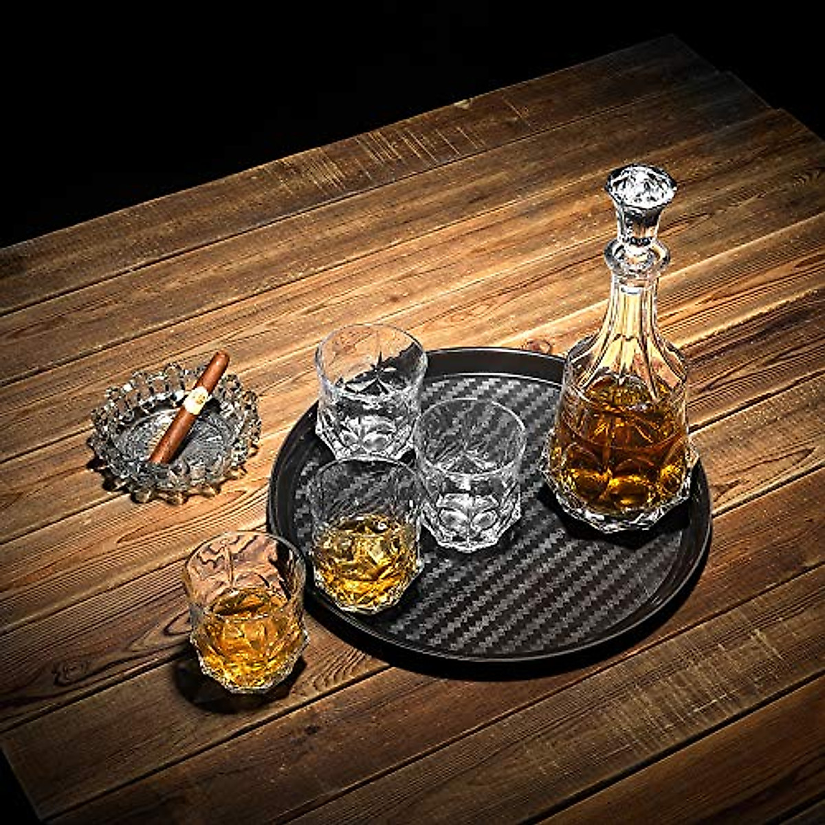 KANARS Whiskey Decanter Sets for Men, 25 Oz Liquor Decanter with 10 Oz Crystal Glasses in Luxury Box for Bourbon Scotch Rum Tequila Vodka, Whisky Gifts for Father's Day Birthday