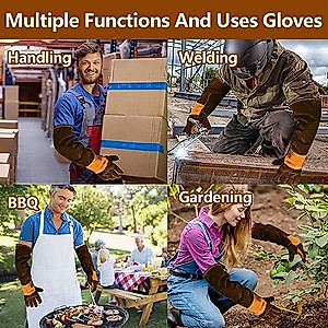 Animal Handling Gloves,Cat Bite Proof Gloves,Leather Welding Gloves For Men And Women,Multipurpose Dog Bite Gloves,Snake & Bird Handling Gloves For Cat Dog Bird Falcon Livestock Snake