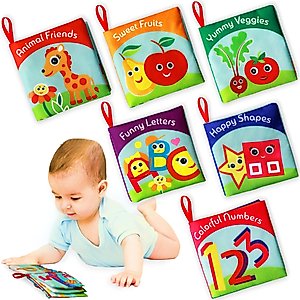 Cloth Books for Babies (Set of 6) - Premium Quality Soft Books for Babies. Touch and Feel Crinkle Paper. Cloth Books for Early Children's Development.