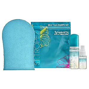 St.TropezZ Self Tan Purity Mini Kit, Travel Size, Bronzing Water Mousse 1.69 Fl Oz, Tanning Water Face Mist 0.47 Fl Oz and Applicator Mitt, Vegan, Natural & Cruelty Free