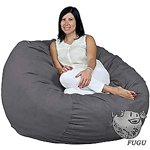 FUGU Bean Bag Chair, Premium Foam Filled 4 XL, Protective Liner Plus Removable Machine Wash Grey Cover