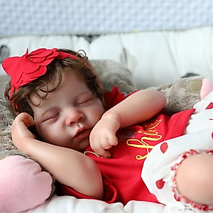 SCOM Reborn Baby Dolls - 19-Inch Lifelike Sleeping Baby Dolls Girl with Soft Cloth Body Realistic-Newborn Baby Doll Gift Set for Kids Age 3+