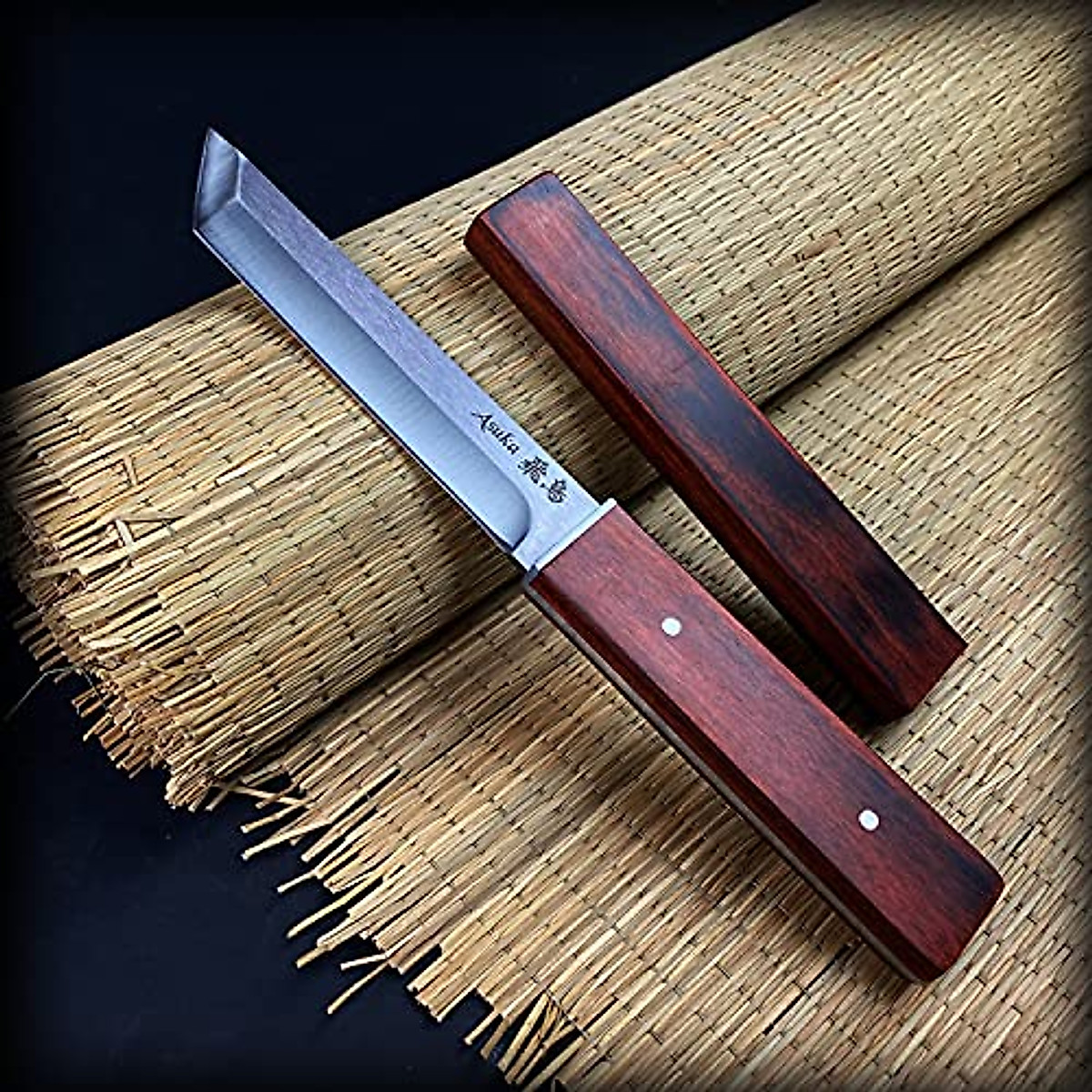 10 1/4" Asuka Modern Japanese Samurai Tanto 420 Stainless Steel Full Tang. For Collection, Gift (Wood)
